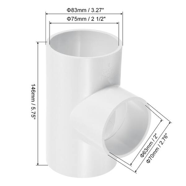 2 1/2" x 2" 3 Way Tee Pipe Fittings UPVC, 3 Pack Joint Coupling Pipe, White - Bed Bath & Beyond ...